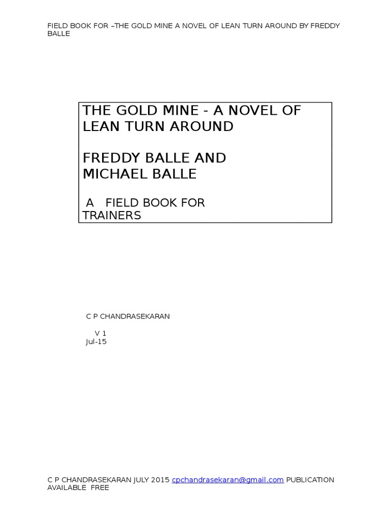 The Gold Mine - Field Book For Lean Trainers | PDF | Inventory ...
