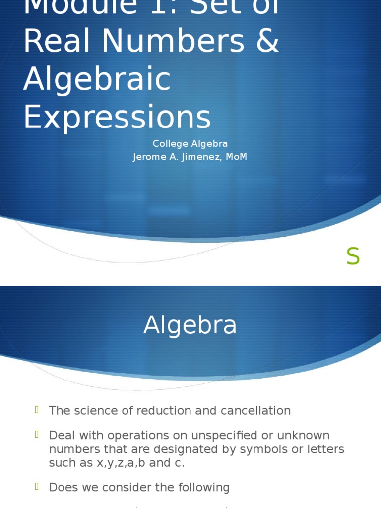 College Algebra - Module 1 | PDF | Numbers | Multiplication