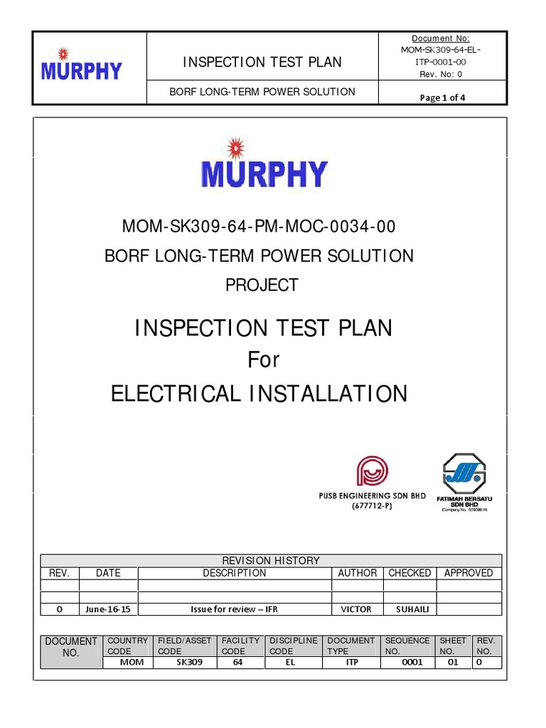 Electrical ITP | Download Free PDF | Quality Assurance | Computing And ...