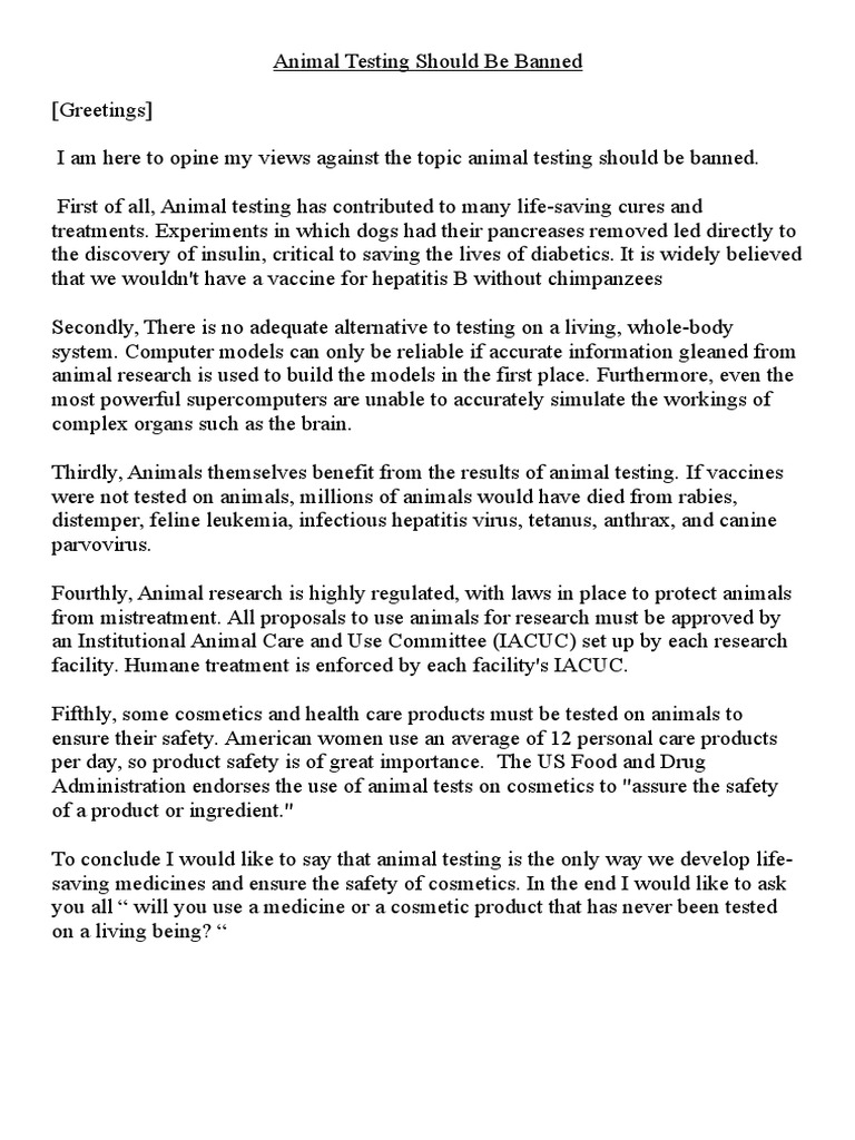 Animal Testing Should Be Banned | PDF