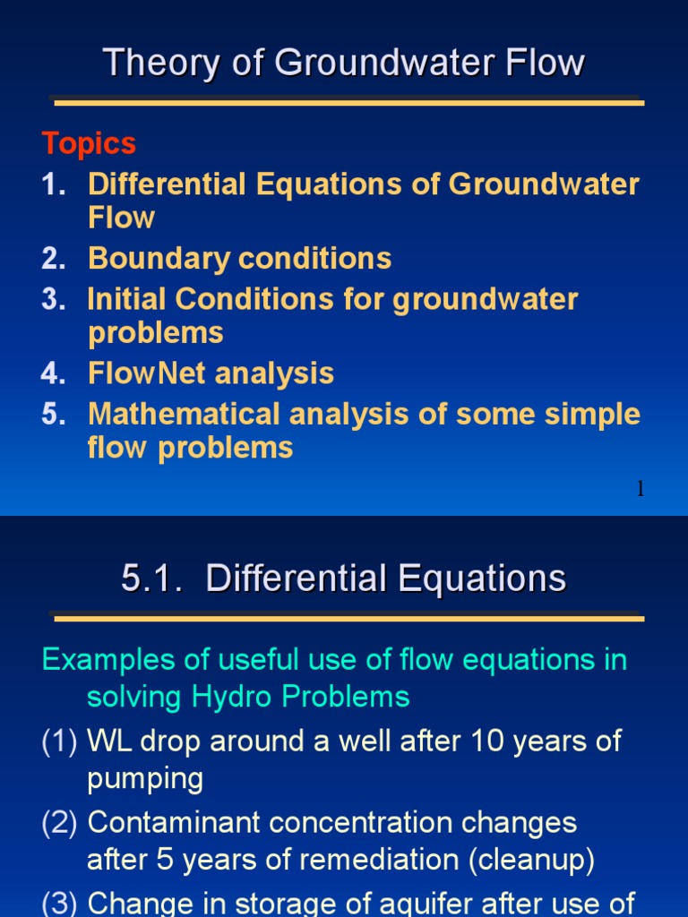 5-Theory of GW Flow | PDF | Boundary Value Problem | Groundwater