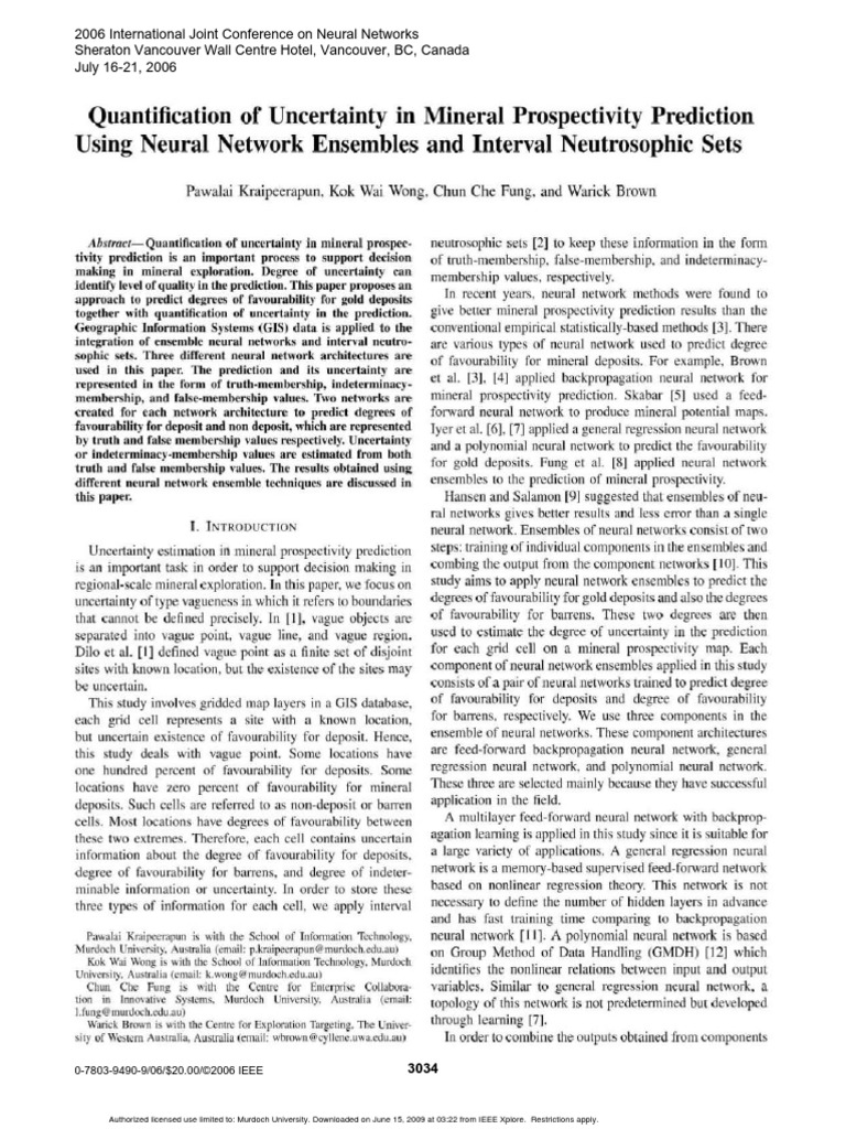 Quantification of Uncertainty in Mineral Prospectivity Prediction Using Neural Network Ensembles ...