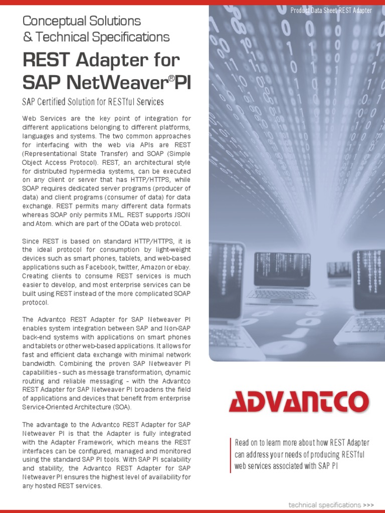 Advantco REST Adapter ProductBrochure-1 | PDF | Representational State Transfer | Soap