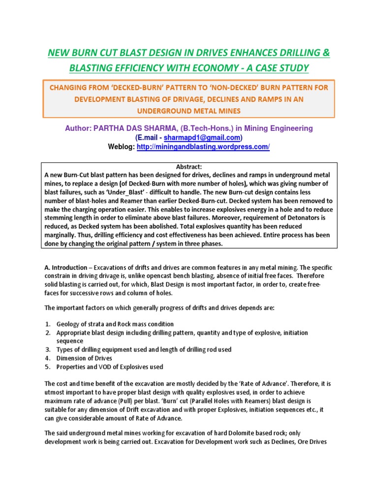 New Burn Cut Blast Design in Drives Enhances Drilling & Blasting Efficiency With Economy - A ...