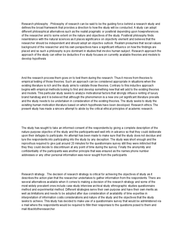 Research Philosophy | PDF | Survey Methodology | Motivation