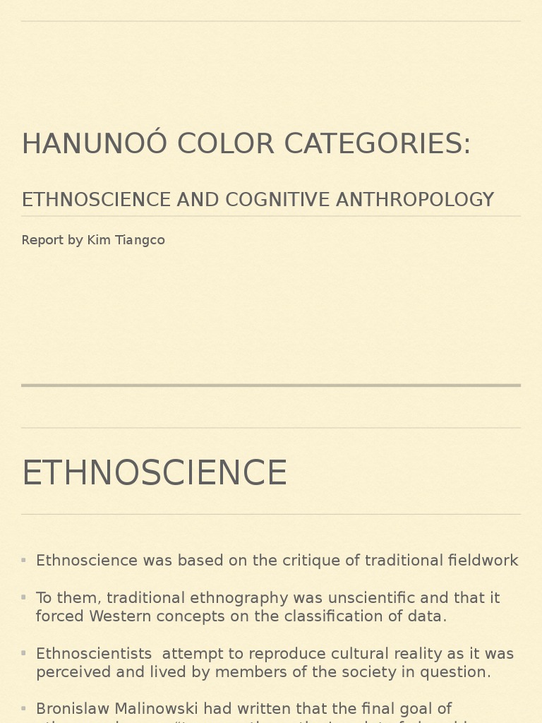 Hanunoo Color Categories in Ethnoscience | PDF | Anthropology | Ethnography