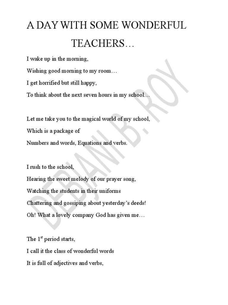 A Tribute to Our Wonderful Teachers | PDF
