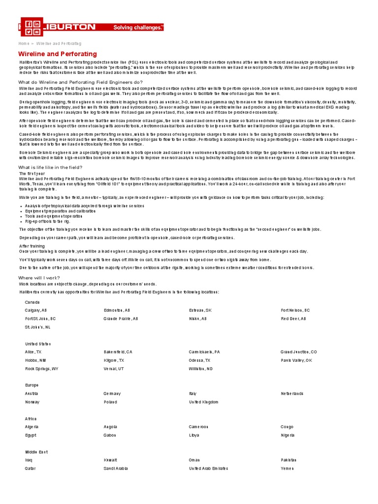 Wireline and Perforating - Halliburton | Geotechnical Engineering (239 ...