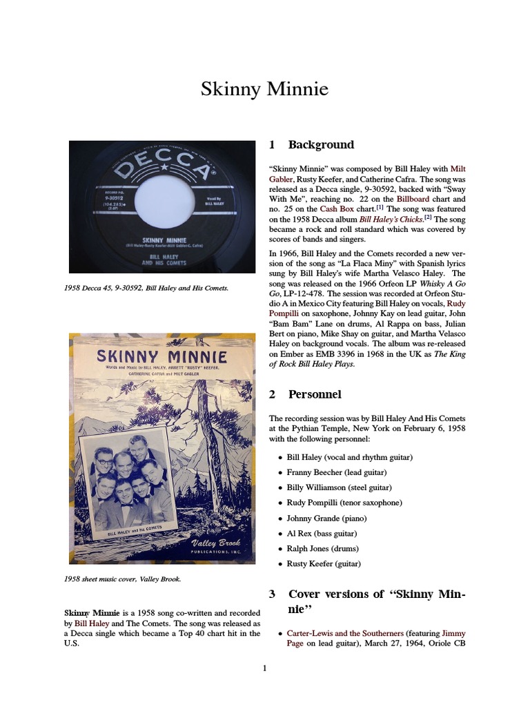 Skinny Minnie | PDF | Popular Music | Rock Music