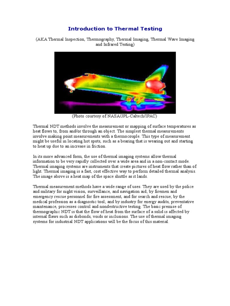 Overview of Thermal Testing Methods | PDF | Infrared | Thermography