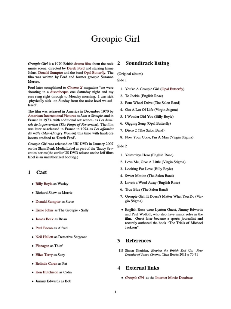 Groupie Girl | PDF | Cinema | Leisure