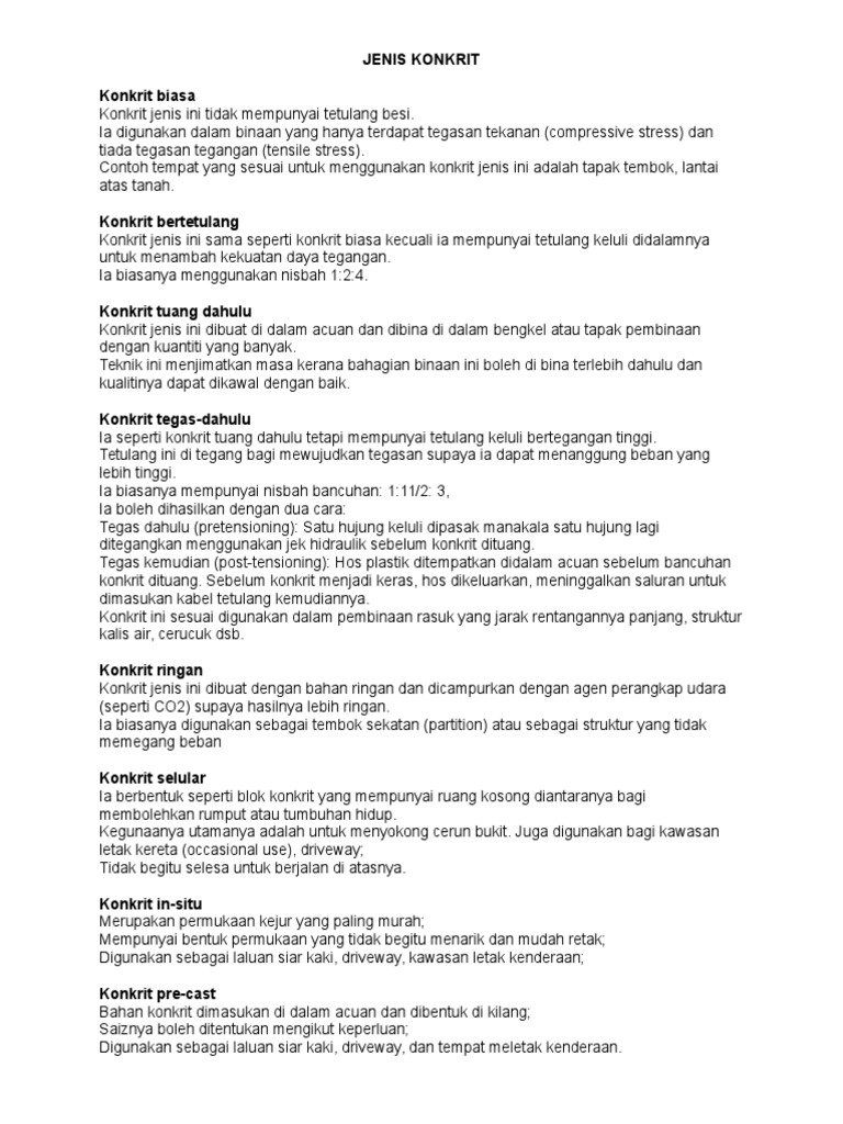Jenis Konkrit | PDF