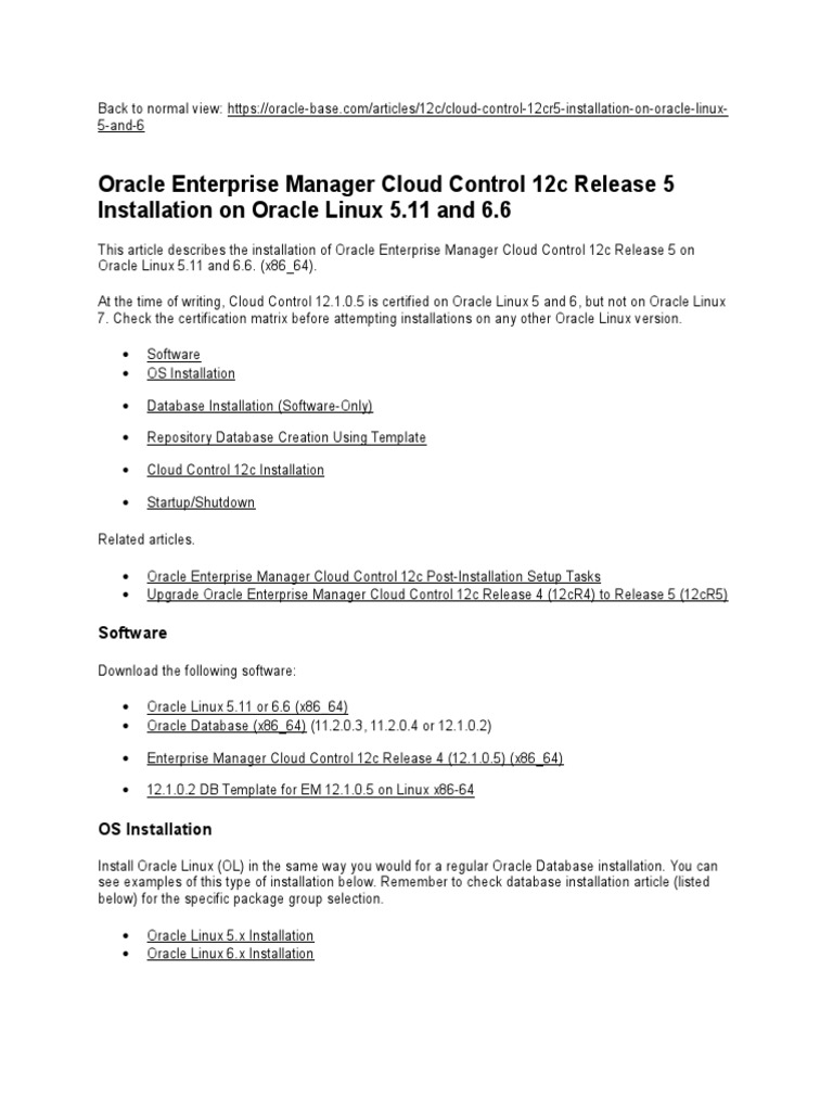 A Detailed Guide To Installing Oracle Enterprise Manager Cloud Control 12c Release 5 On Oracle