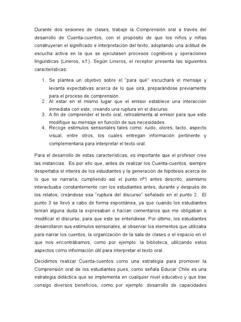 Reflexión Comprensión Oral | Descargar gratis PDF | Comprensión ...