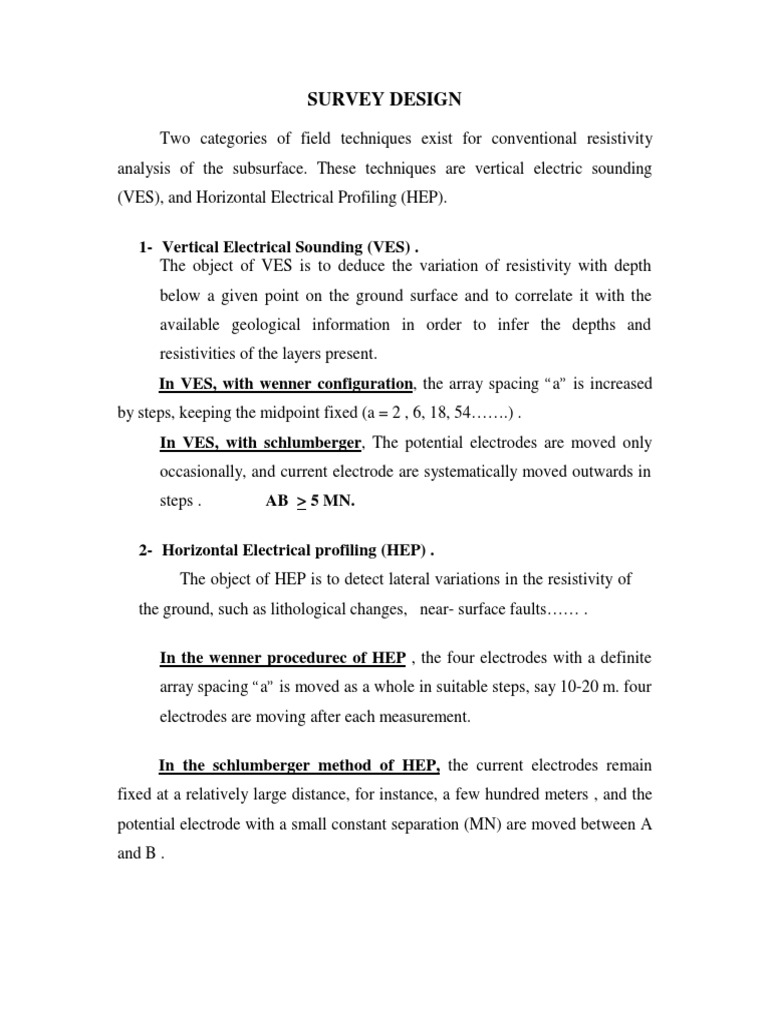 Electrical Surveying Techniques Overview | PDF | Electrical Resistivity ...