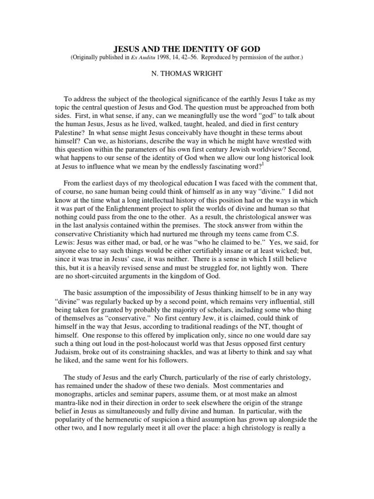 Jesus and The Identity of God | PDF