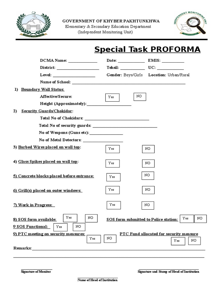 School Security Assessment Proforma | PDF
