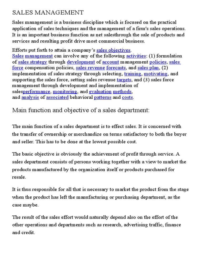 Sales | PDF | Sales | Strategic Management