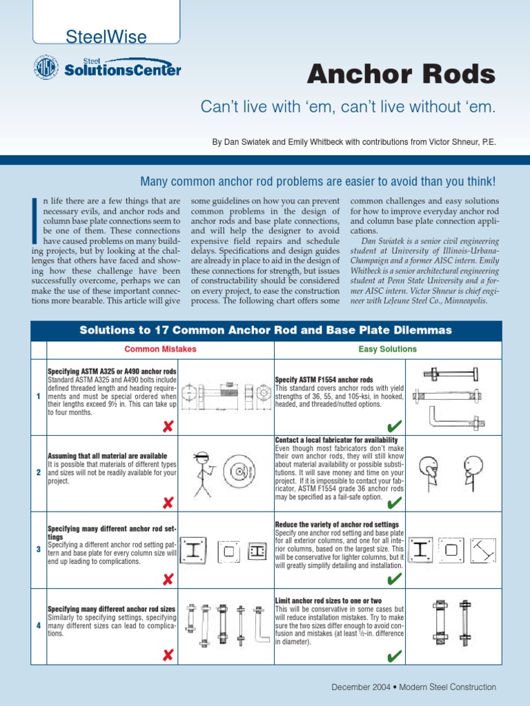 SteelWise Anchor Rods | PDF | Column | Welding