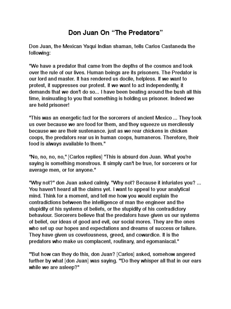 Don Juan On The Predators | PDF