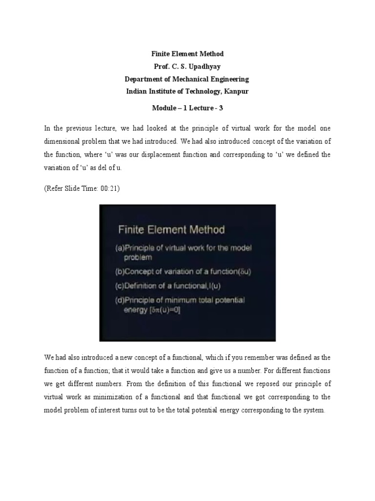 Finite Element Method Mod-1 Lec-3 | PDF | Calculus Of Variations | Matrix (Mathematics)