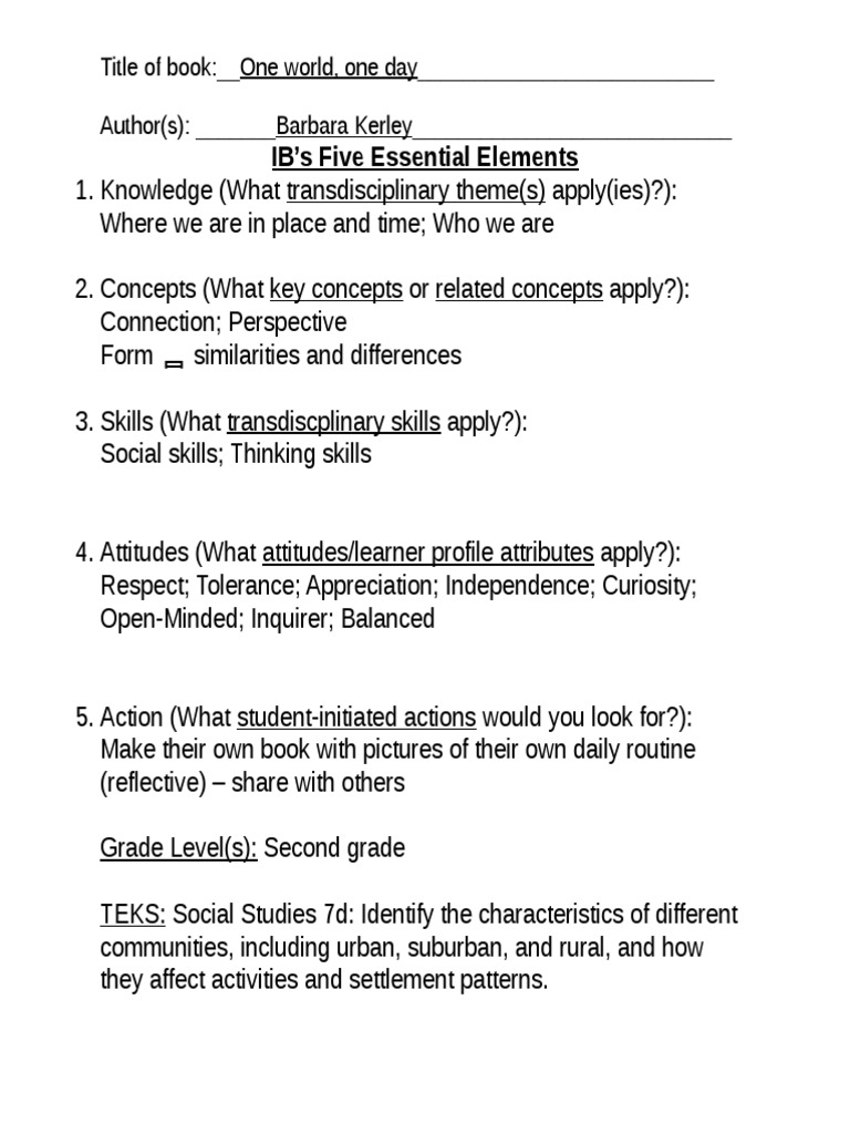 IB's Five Essential Elements | PDF