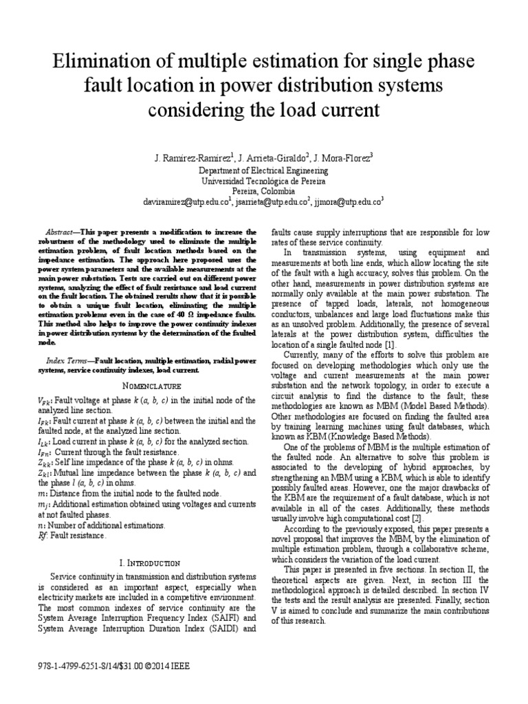Elimination Of Multiple Estimation For Single Phase Fault Location In Power Distribution Systems