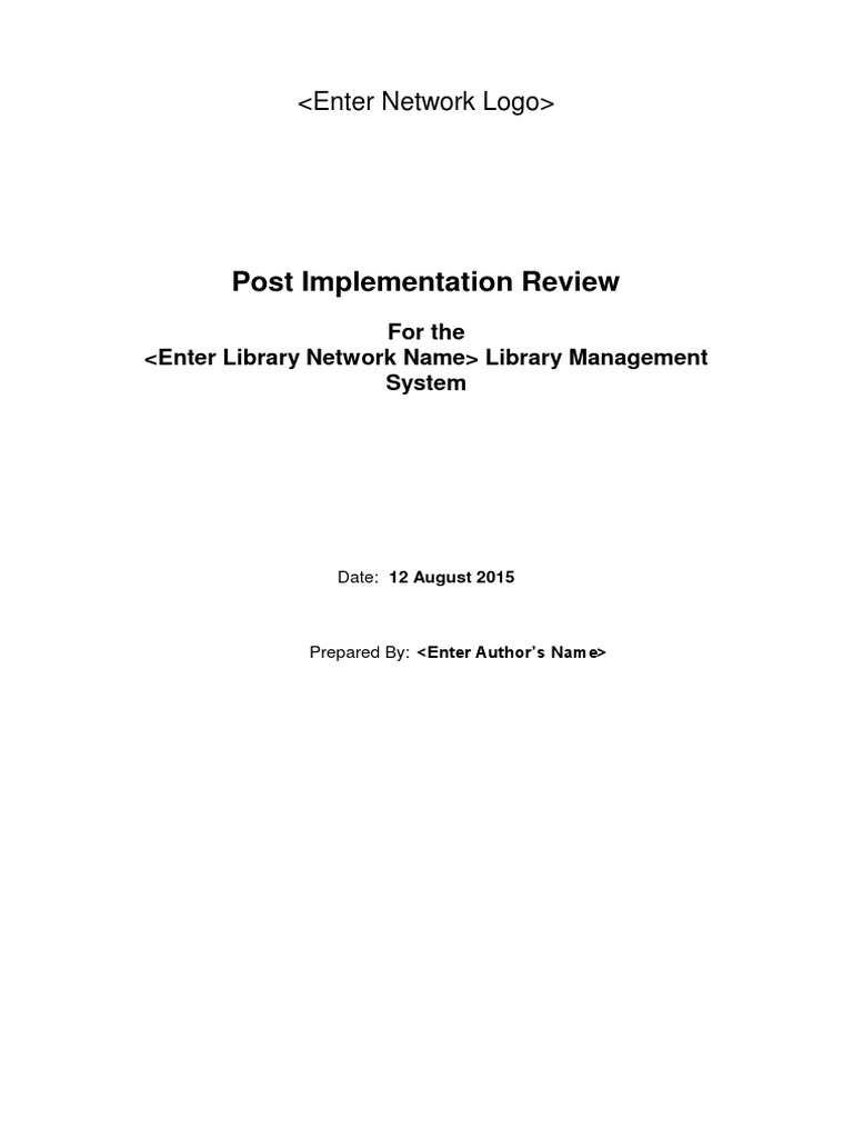 Post Implementation Review Template | PDF | Project Manager | Computer Network
