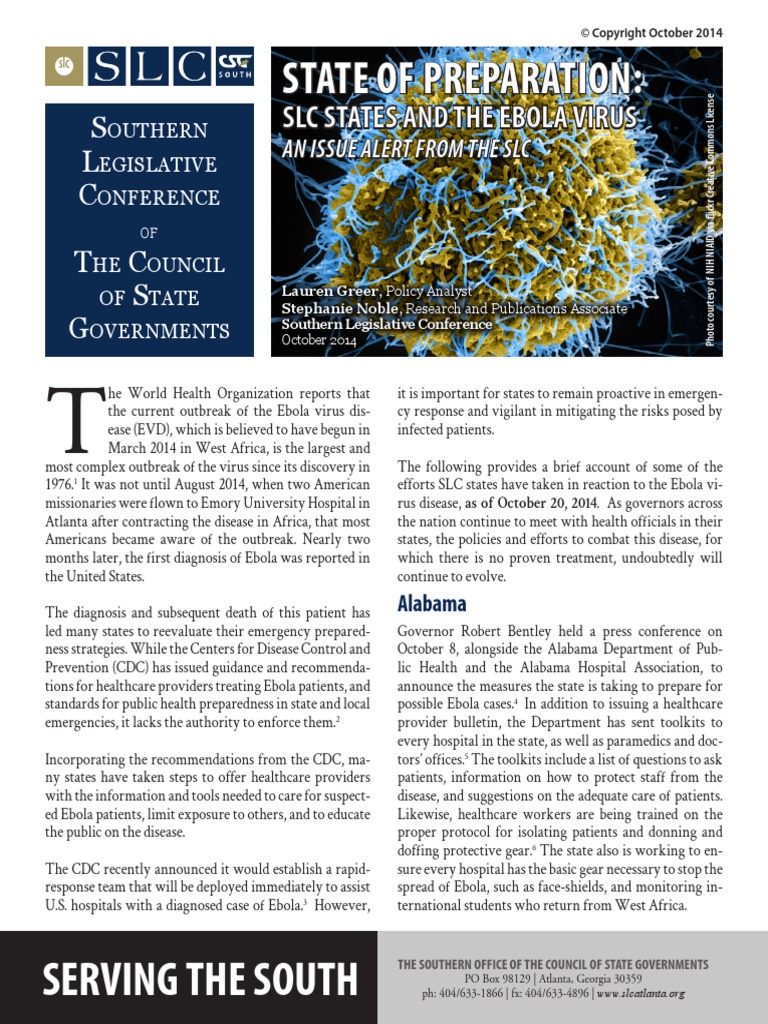 State of Preparation: SLC States and The Ebola Virus | PDF | Ebola ...
