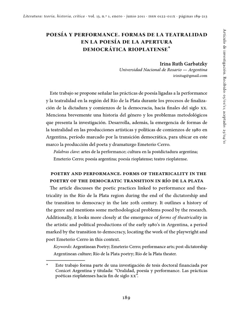Poesía y Performance Formas de La Teatralidad | PDF | Teatro | Vanguardia