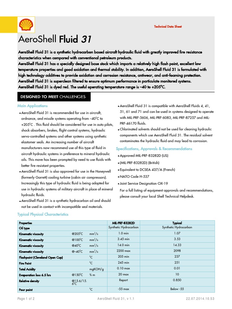 AeroShell Fluid 31 TDS | PDF | Wear | Corrosion
