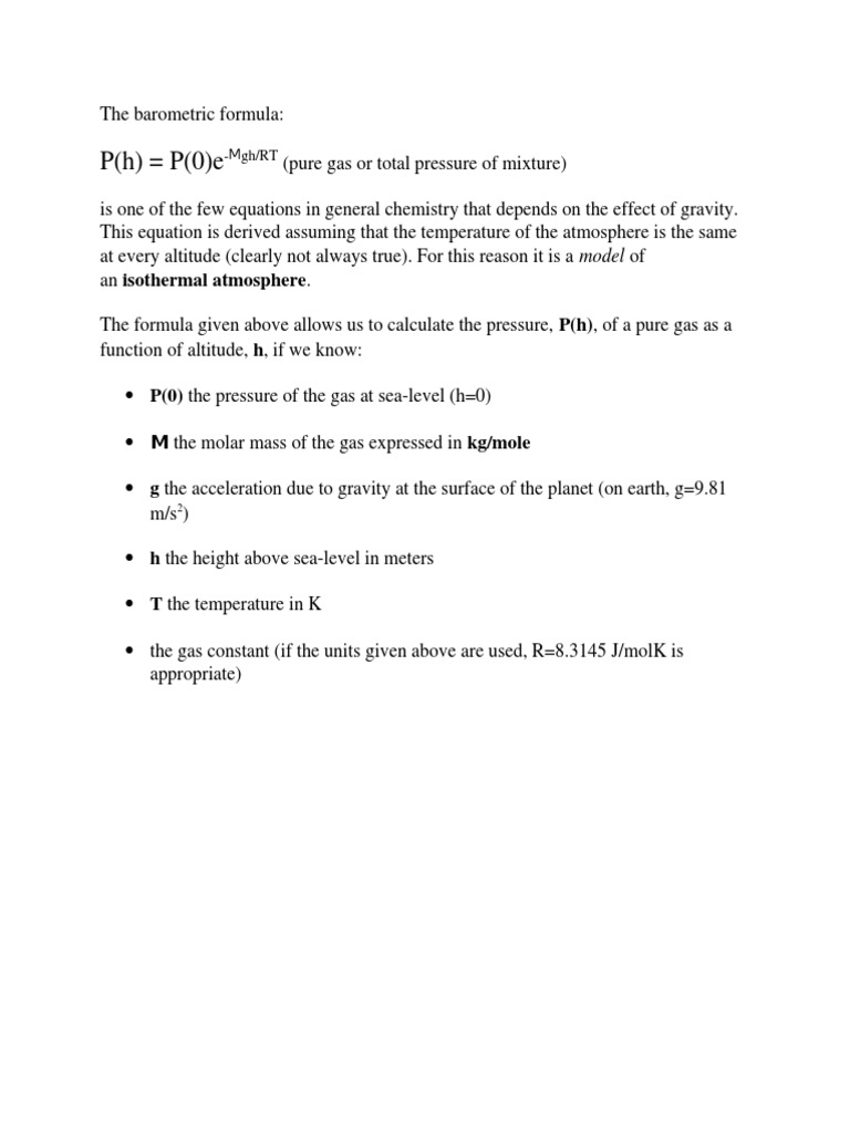 The Barometric Formula | PDF