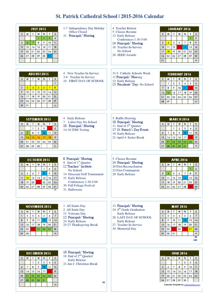 15-16 School Calendar | PDF