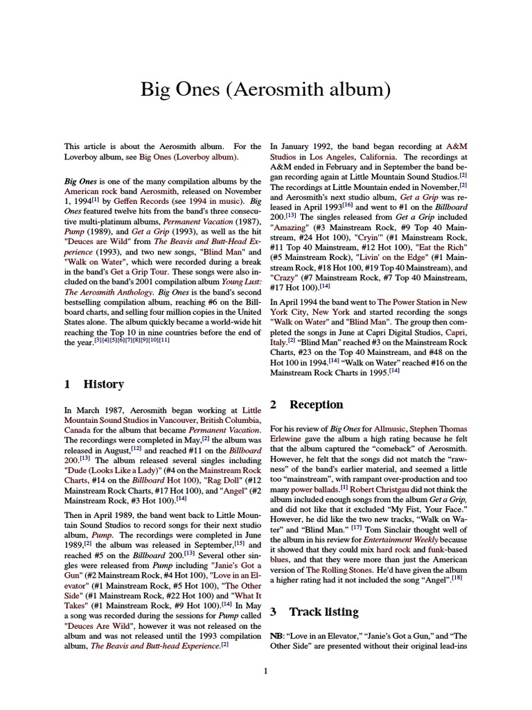 Big Ones (Aerosmith Album) | PDF | Recorded Music | Hard Rock