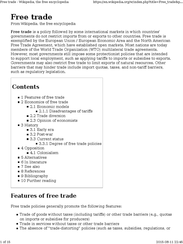 Free Trade Article | Download Free PDF | Free Trade | Protectionism