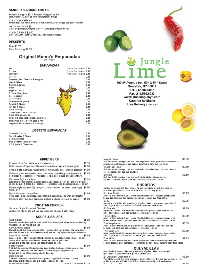 Lime Jungle Menu | PDF | Taco | Burrito