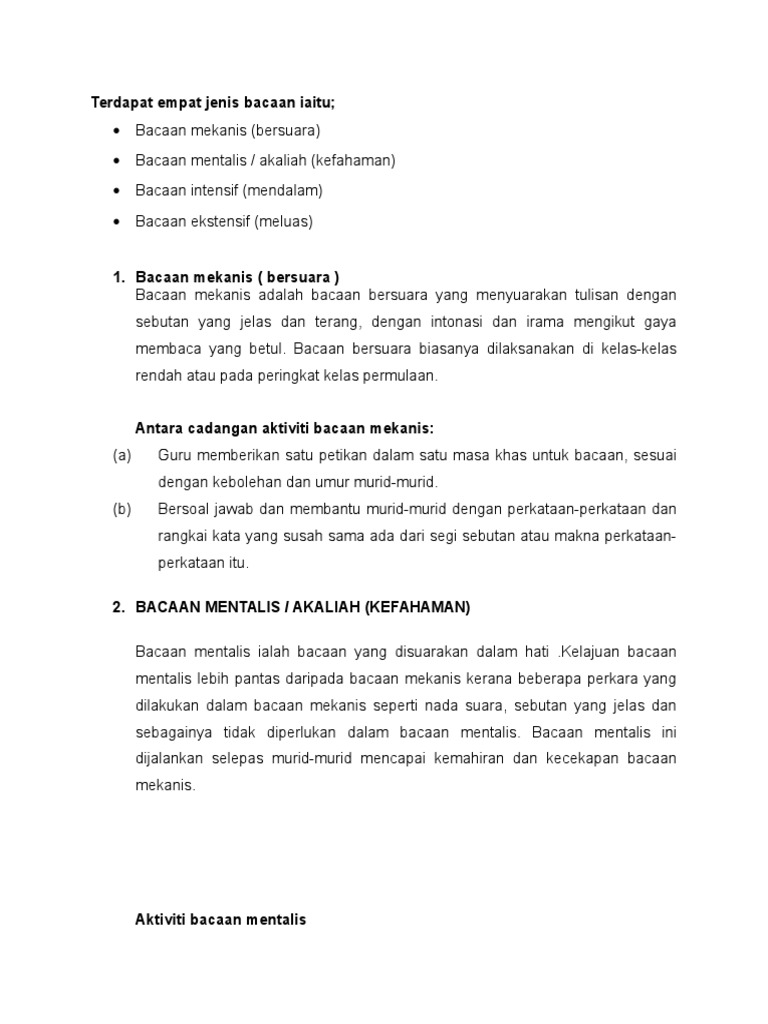 Terdapat Empat Jenis Bacaan | PDF | Karier & Perkembangan