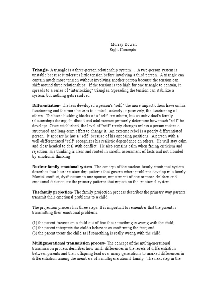 Murray Bowen Concepts 1 | PDF | Sibling | Emergence