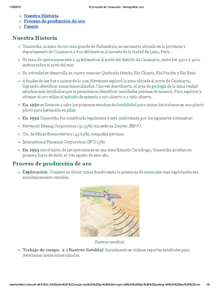 El Proyecto de Yanacocha - Monografias | PDF | Materiales naturales ...