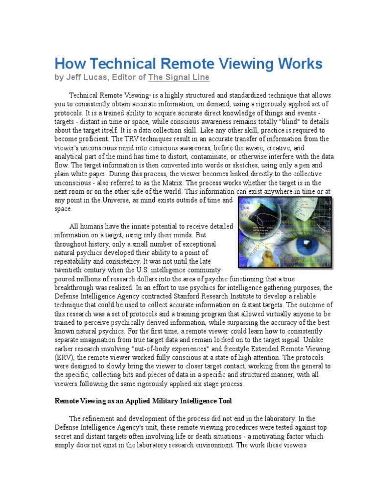 How Technical Remote Viewing Works | PDF | Mind | Information
