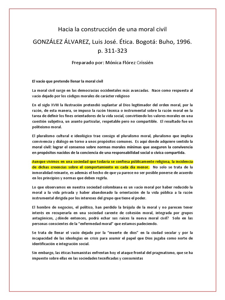 Guia de Estudio Hacia La Construccion de Una Moral Civil | PDF ...