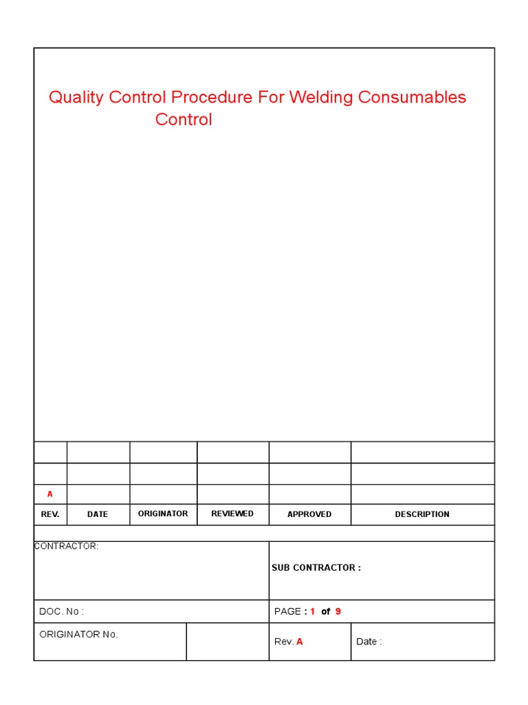 QCP For Control of Welding Consumables | PDF | Quality Assurance | Welding