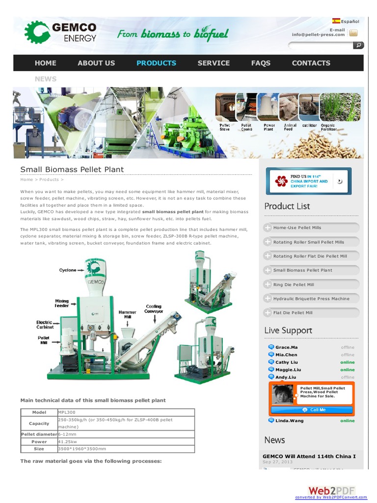 Small Biomass Pellet Plan | PDF | Biomass | Mill (Grinding)