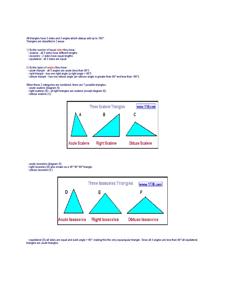 All Triangles Have 3 Sides and 3 Angles Which Always Add Up To 180 ...