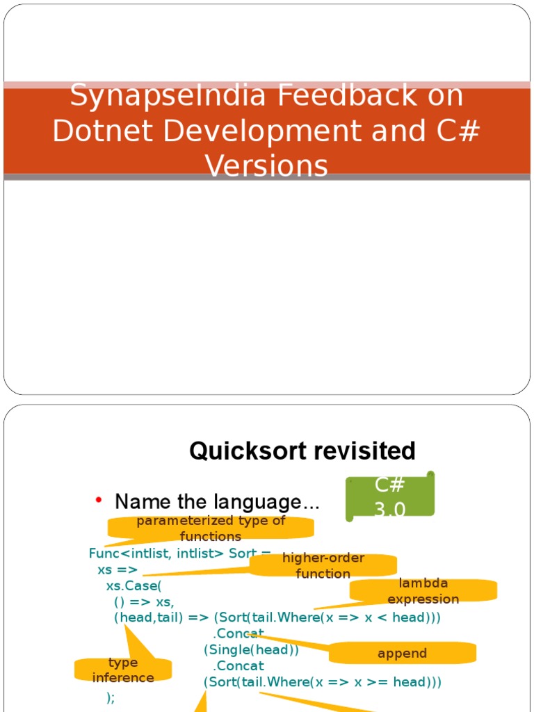 SynapseIndia Feedback On Dotnet Development and C# Versions | PDF ...