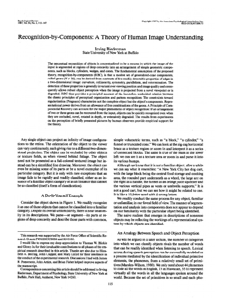 Biederman (1987) Recognition-By-components. A Theory of Human Image ...