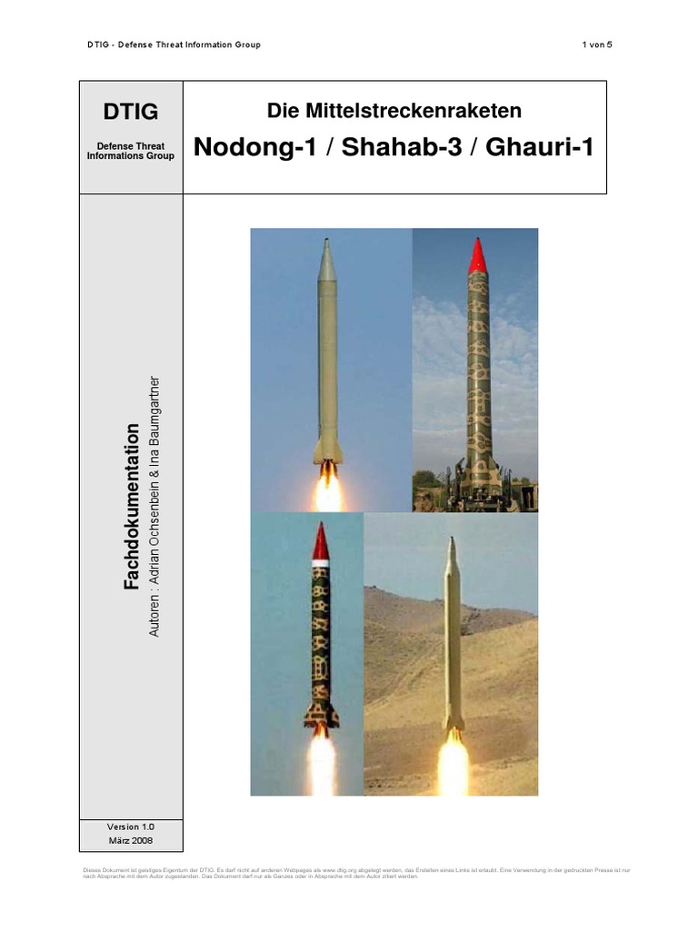 Die Mittelstreckenraketen Nodong-1 / Shahab-3 / Ghauri-1 | PDF