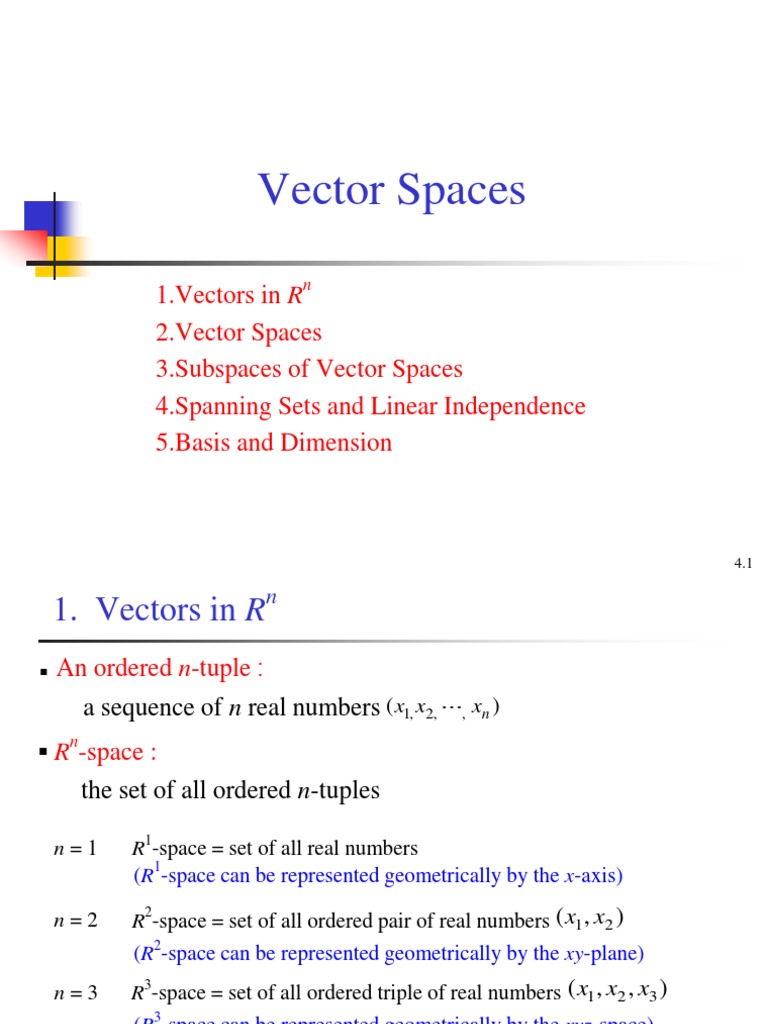 Lecture4, Vector Space | PDF | Basis (Linear Algebra) | Linear Subspace
