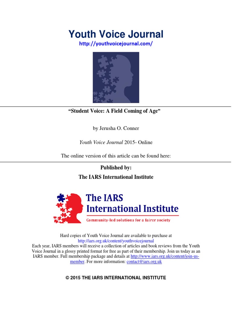 Jerusha O. Conner (2015) Student Voice A Field Coming of Age - Edited ...