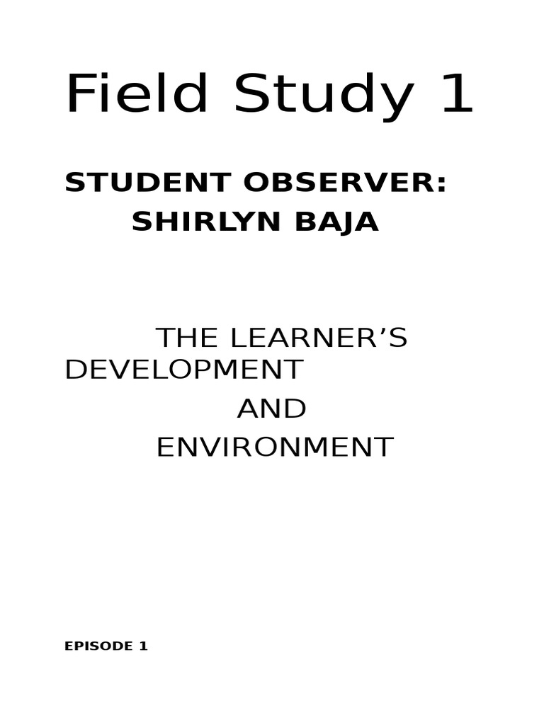 Field Study 1 Files | PDF | Classroom | Action (Philosophy)
